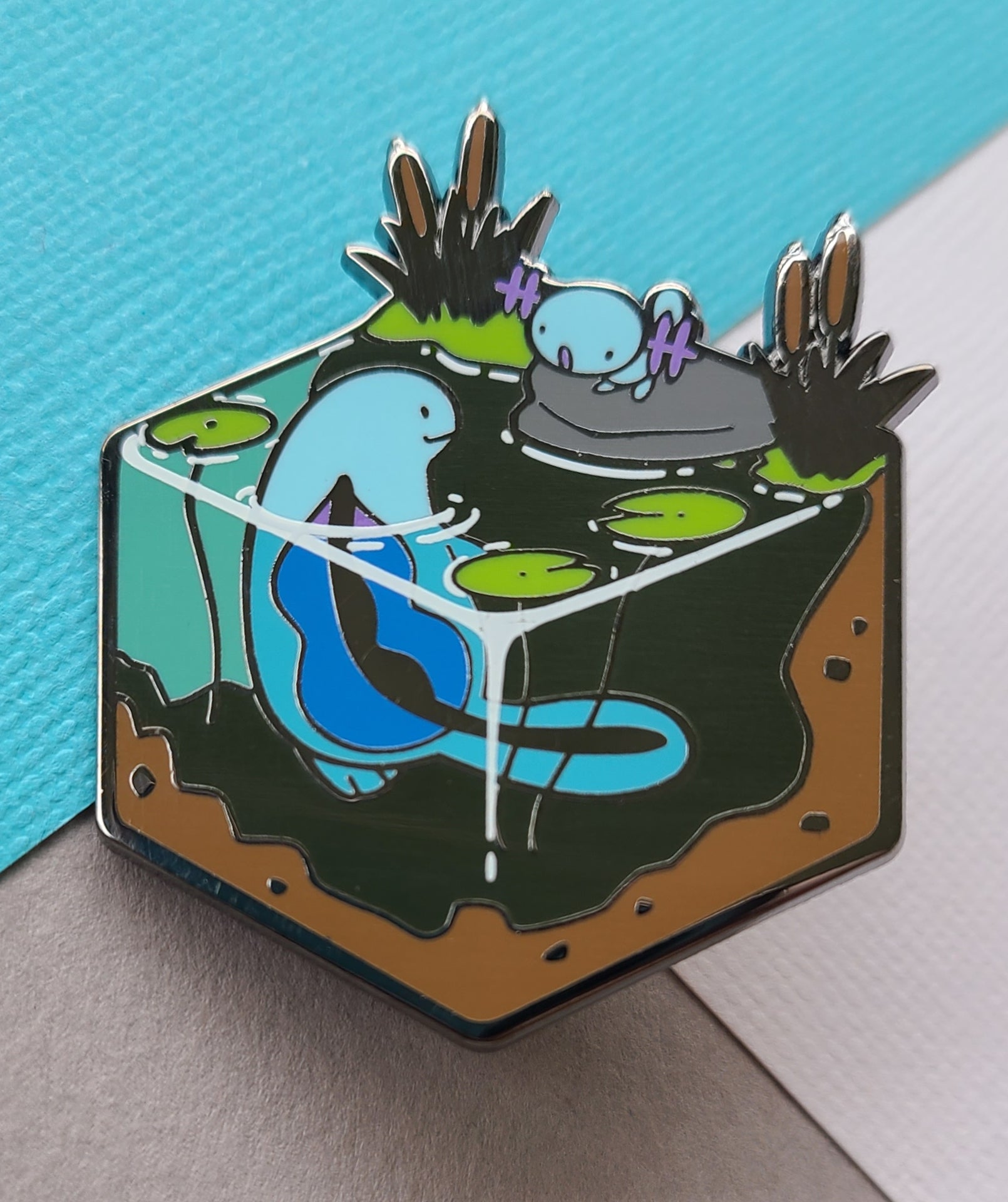 Isometric Pond Quag & Woop Hard Enamel Pin – porterillustration