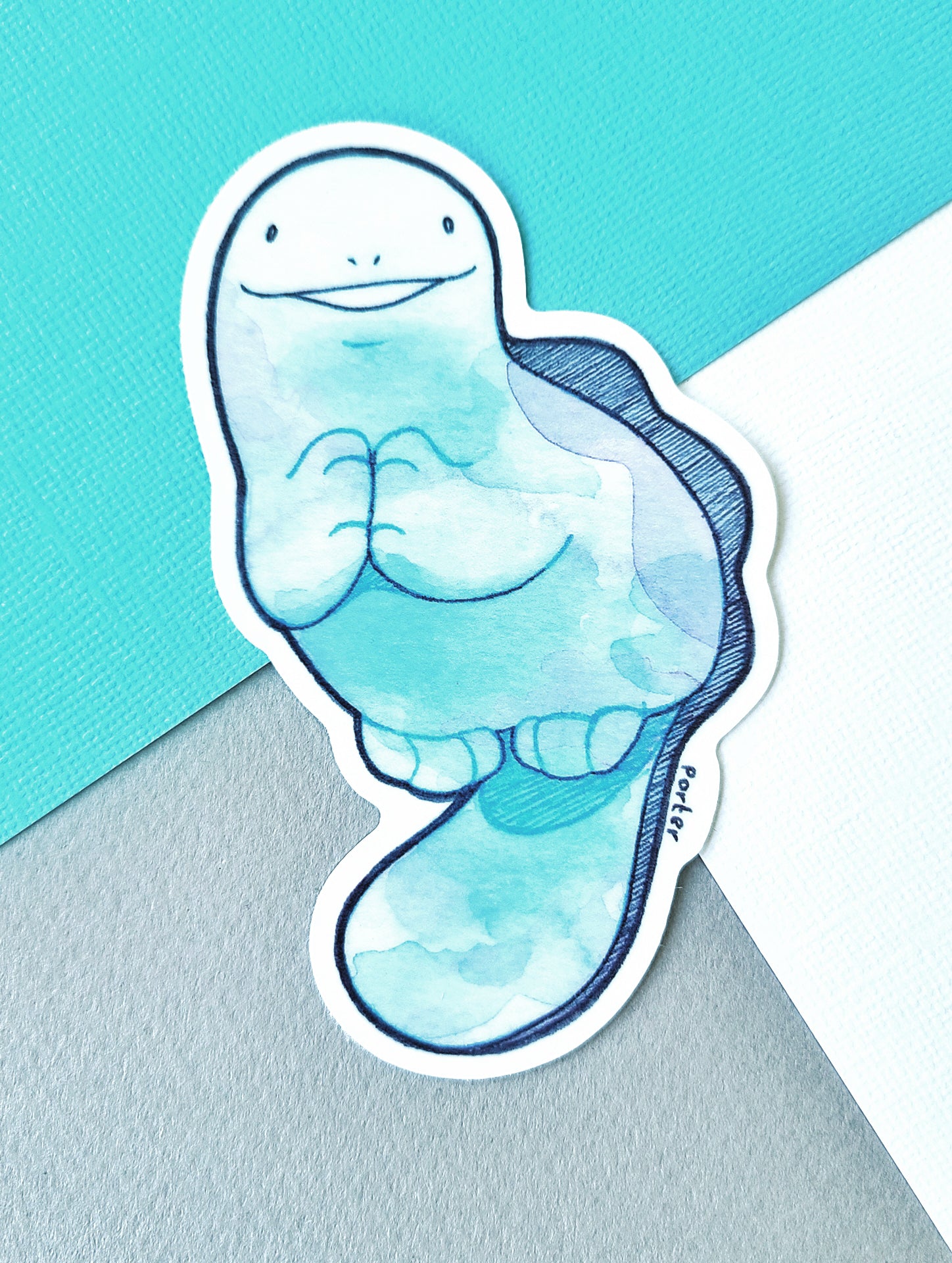 Quag with paws together Vinyl Sticker – porterillustration