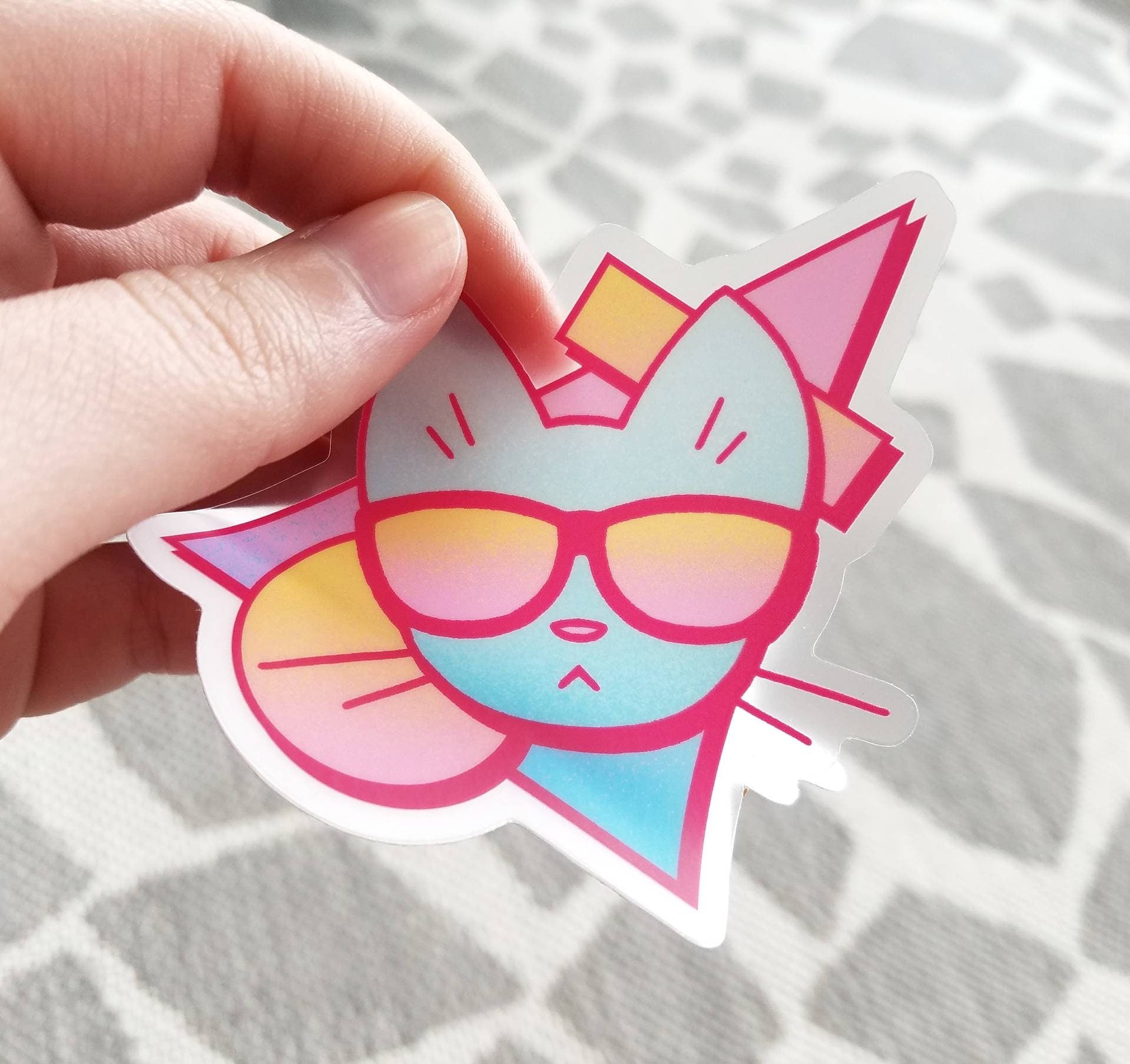 Vaporwave Clear Cat Sticker – porterillustration